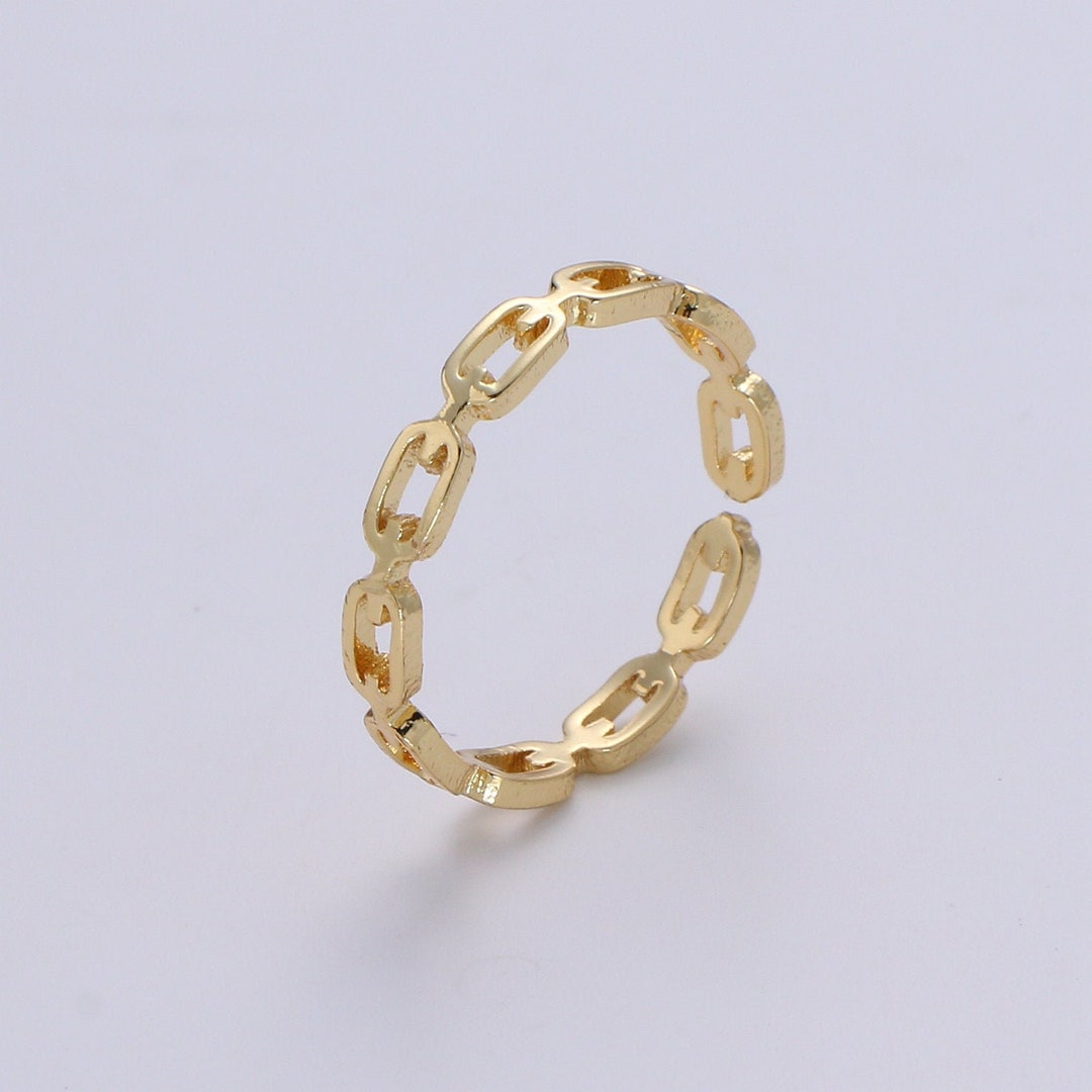 1pc Frienship Link Chain Gold Ring, Adjustable Gold Curb Ring, Link O ...