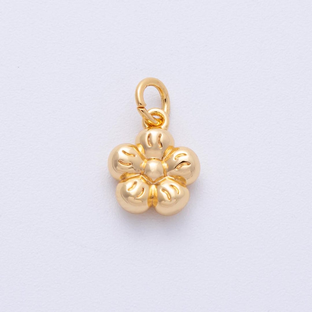 Small Gold Flower Charm Tiny Floral Charm Bracelet Necklace Pendant ...