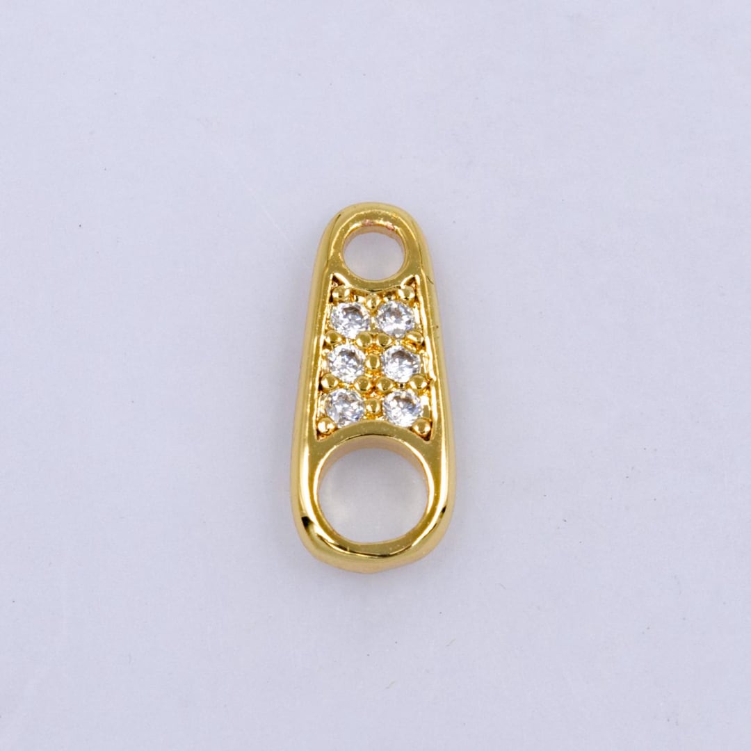 28K Gold Filled Zipper Pendant, Zipper Pull Head Charm,cz Micro Pave ...