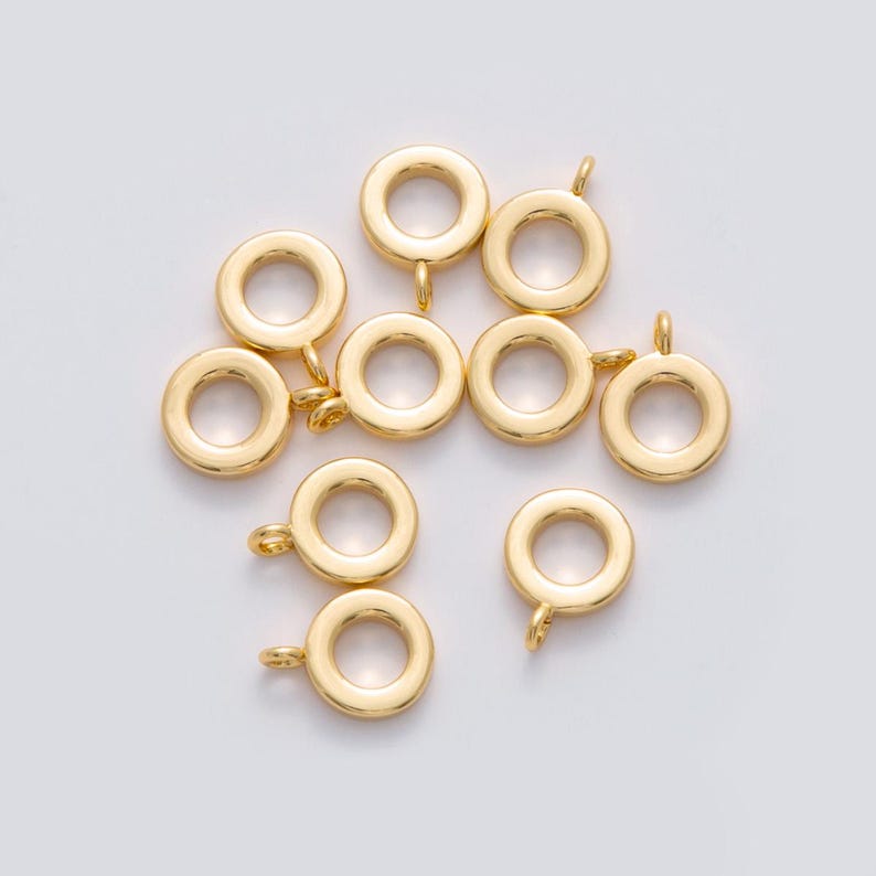 Gold Bail Charm Holder Spacer With Loop Square Bead Spacer 11.5 Mm With ...