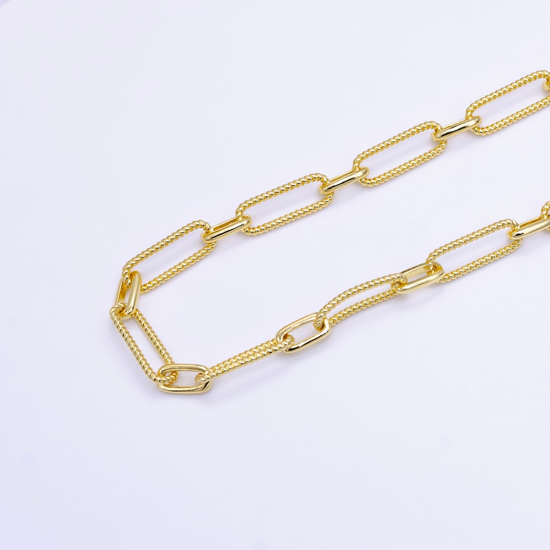 24k Gold Filled Textured Oval Link Chain by Yard Elongated Oval Link ...