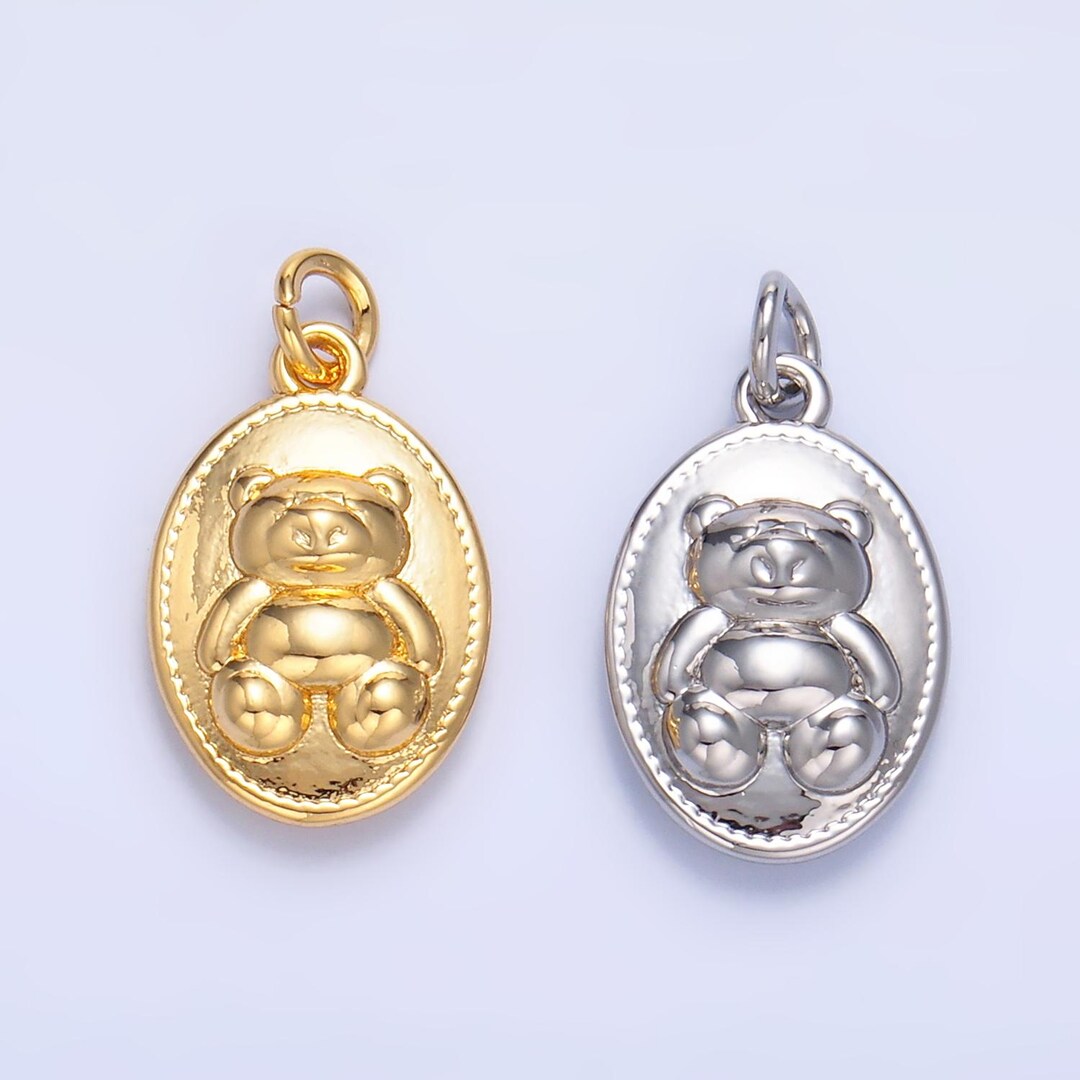 24K Gold Filled Teddy Bear Pendant Kids Stuff Animal Add-on Charm in ...
