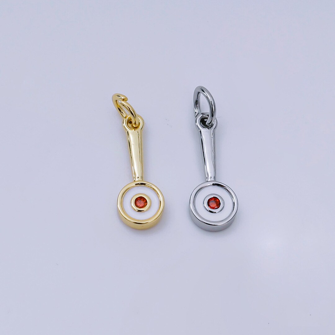 24K Gold Filled Frying Pan Cooking Pan Charm in Gold or Silver | AJ-329 ...