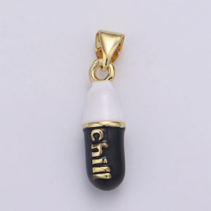 1pc. Chill Choose Color Pill Charm Necklace, Dainty Word Charm,chill ...