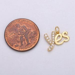 1pc Gold Plated Yes Charm, Yes Pendant Charm, Gold Plated Charm, for ...