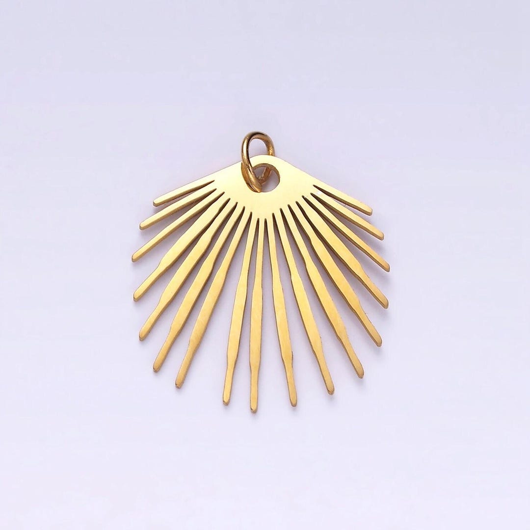 Stainless Steel 20mm Celestial Ray Bar Lined Geometric Minimalist Charm ...