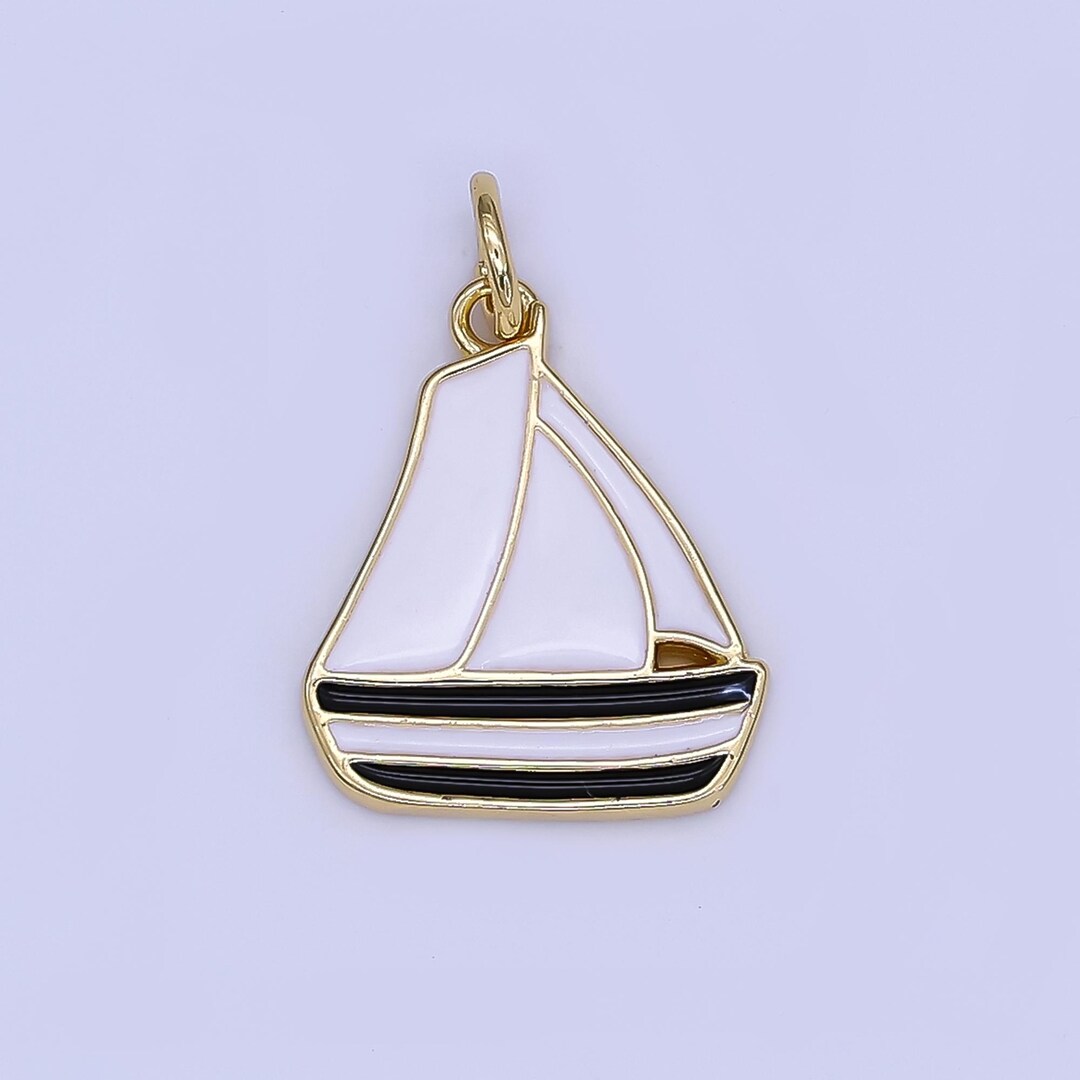 Mini White Sail Boat Charm in 24K Gold Filled Summer Travel Charm | N ...