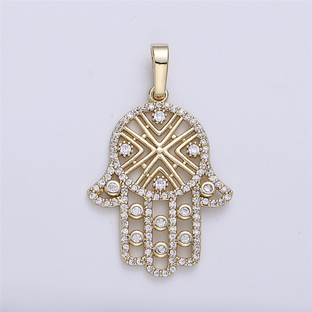 14K Gold Filled Hamsa Hand PENDANT, Hand of Fatima Charm, Hamesh Hand ...