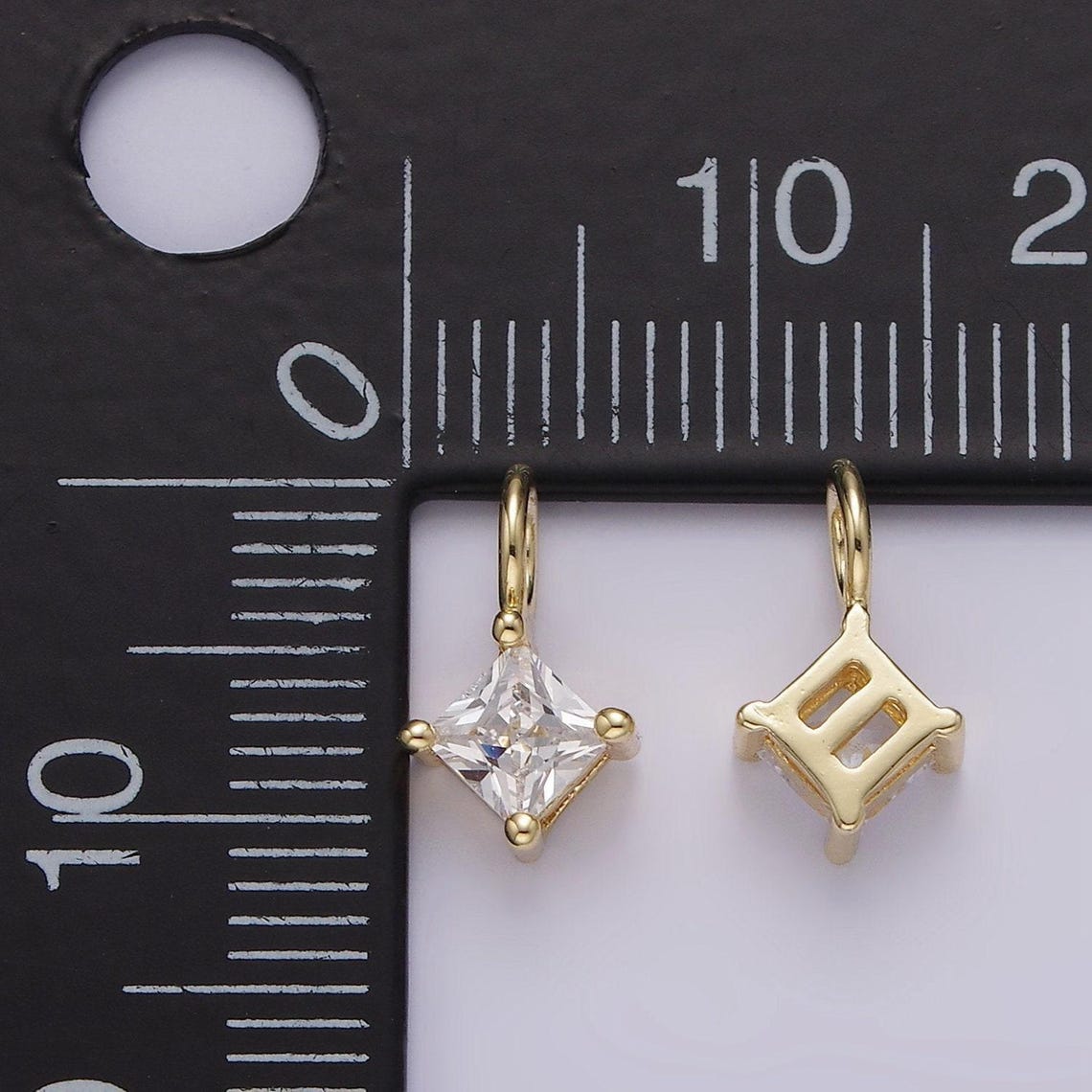 Tiny Diamond Shape Charm, Micro Pave Cz Charm, 14k Gold Filled Pendant ...
