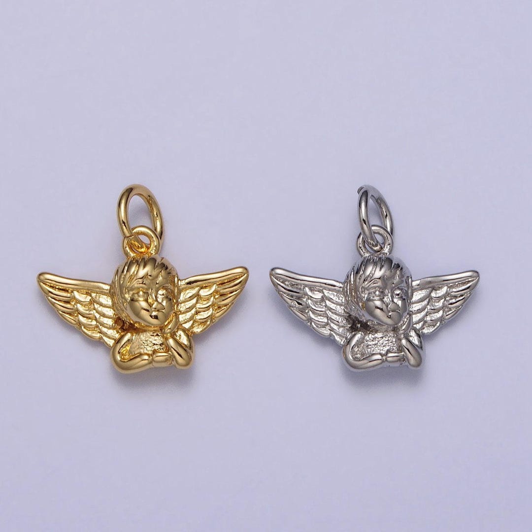 Cute Cupid Charm Gold Cherub Pendant Baby Angel Charm, Cupid Pendant ...