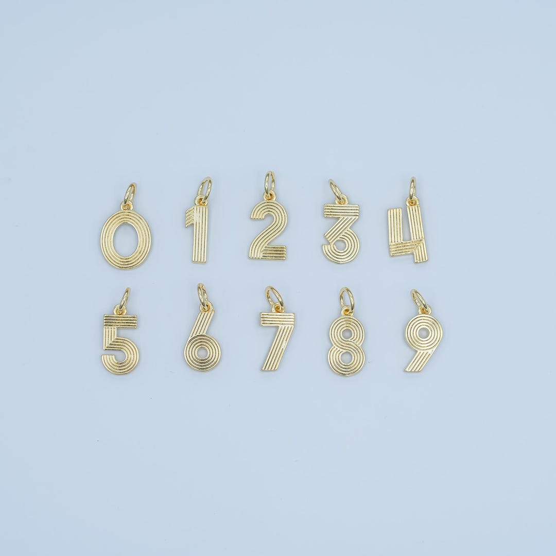 24K Gold Filled Groovy Disco Number Numerology Charm Birthday Varsity ...