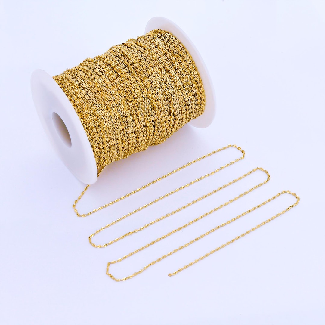 24K Gold Filled 1.6mm Mini Mariner Anchor Chain by Yard Wholesale DIY ...