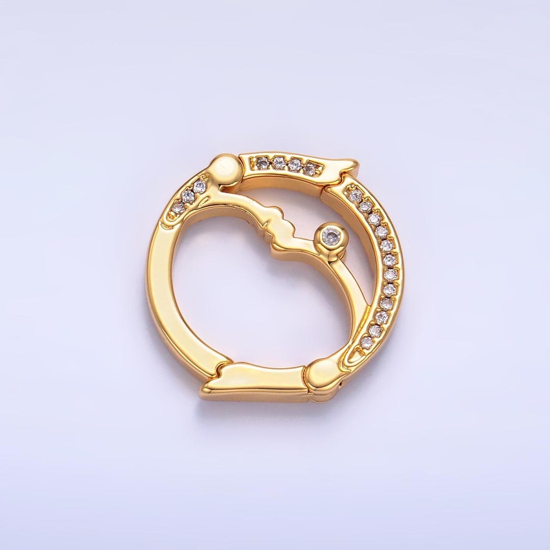 24k Gold Filled Double Opening Infinity Round Coin Cz Enhancer Clasps ...