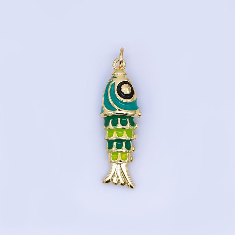 Dainty Colorful Enamel Sardines Fish 24k Gold Filled Moveable Fish ...