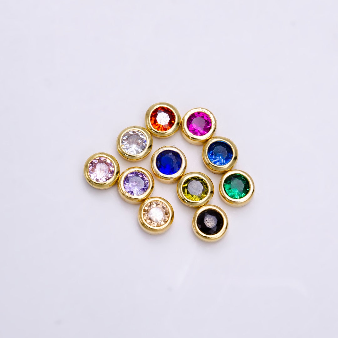 Gold Filled Personalized Locket Bead: 4mm Birthstone Bezel CZ | B-925 ...