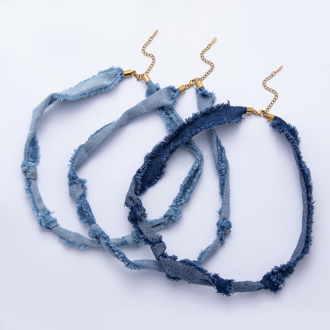 Denim Jeans Fabric Scarf Necklace 19 Inch Make Your Own Scarf Necklace ...