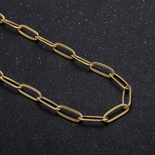 24K Gold Oval Rolo Cable Chain by Yard Link Cable - Etsy