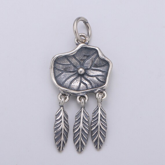 S925 Sterling Silver Dream Catcher Feather Charms Antique - Etsy