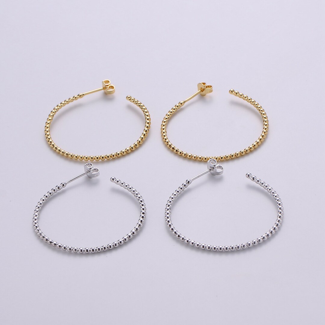 Gold Ball Hoop Earring, Beaded Hoop Earrings, Minimalist Hoop Earrings ...