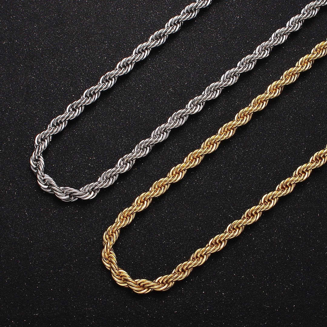 Thick Gold Rope Chain for Men, 14K Gold Filled Rope Chain Men Gold ...
