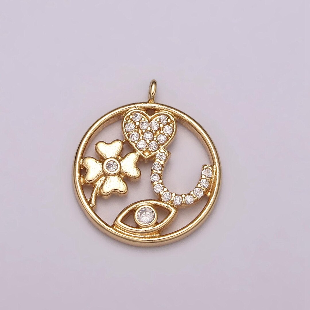Dainty Good Luck Medallion Charm Gold Filled Pendant for Necklace ...