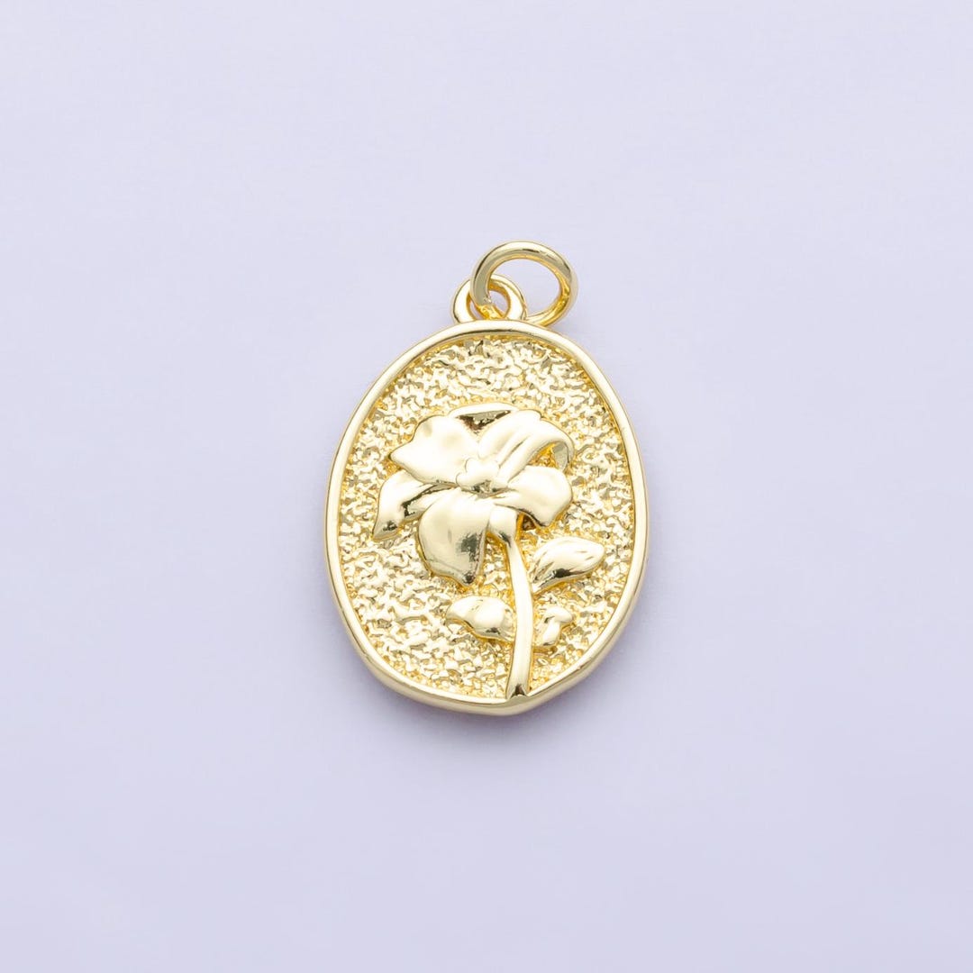 14k Gold Filled Marigold October Birth Flower Personalized Hammered ...