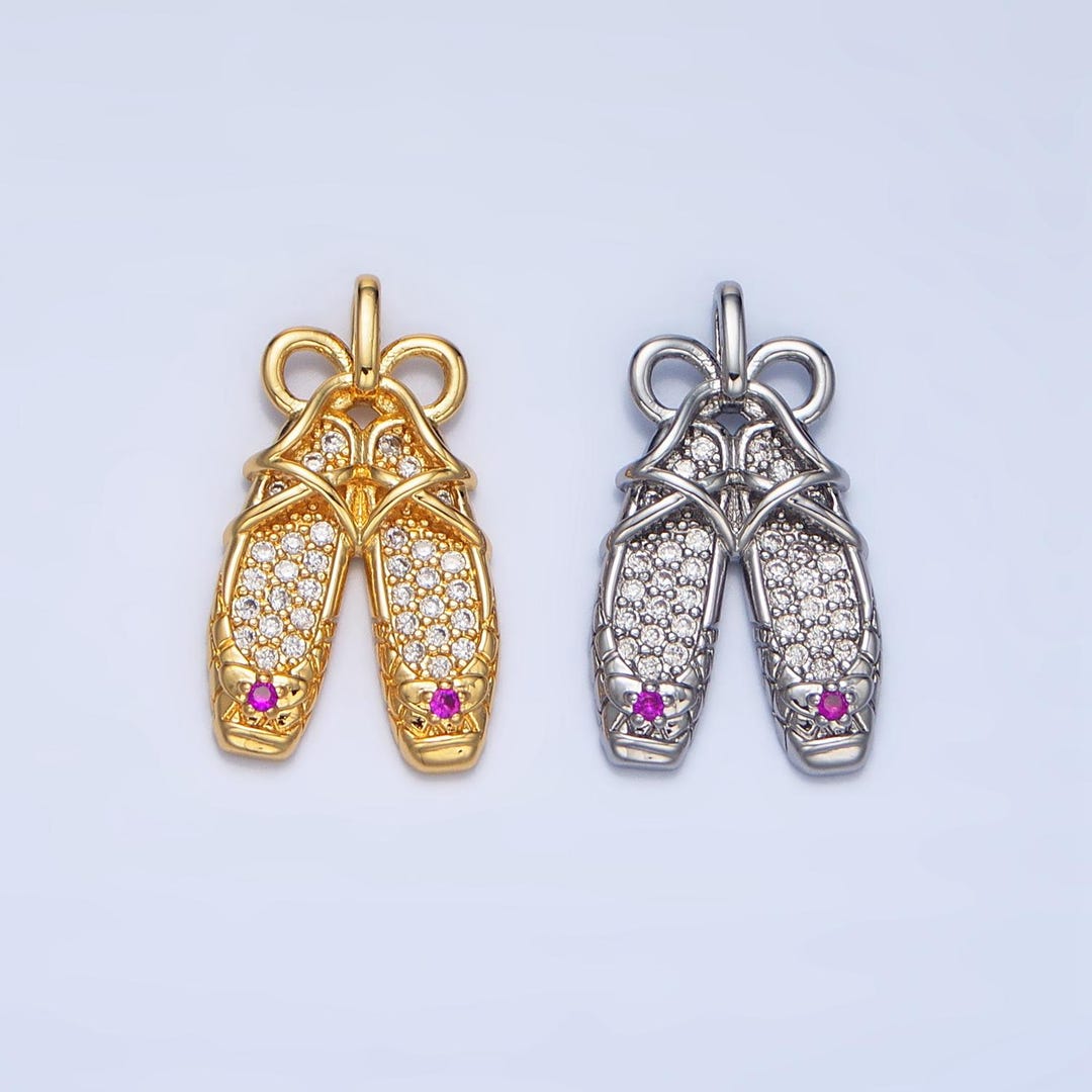 Dainty Ballerina Shoes Dangle Charm Minimalist Jewelry Making Gift for ...