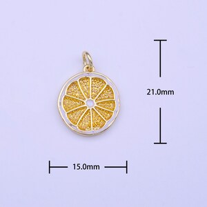 Enamel Sliced Orange Fruit Charm Yellow Lemon Charm Gold Pendant for ...