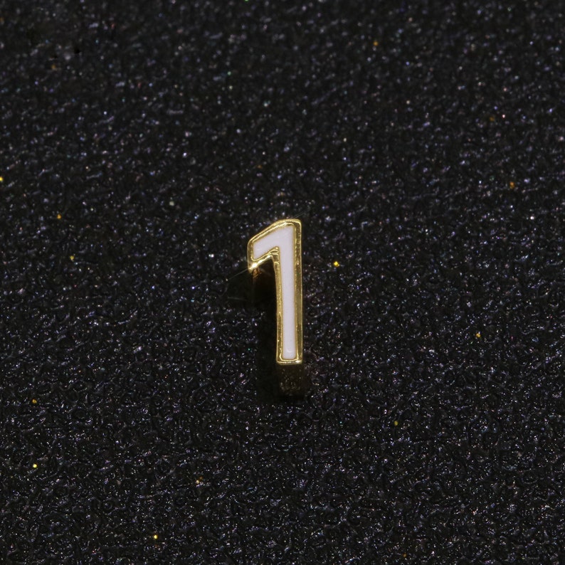 Gold Enamel Number Bead Charm Personalized Beaded Colorful Bracelet ...
