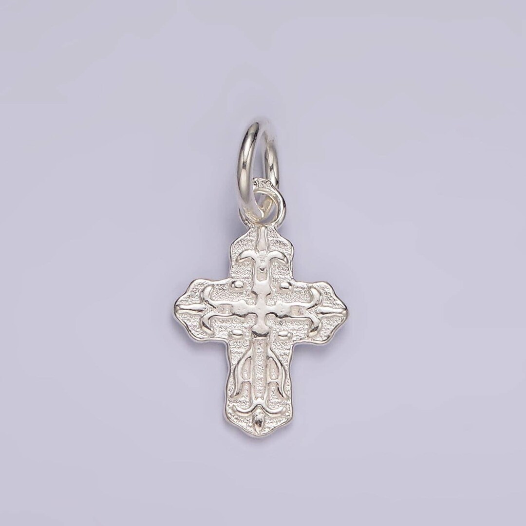 S925 Sterling Silver Cross One Sided Tiny Pendant, Small Religious ...