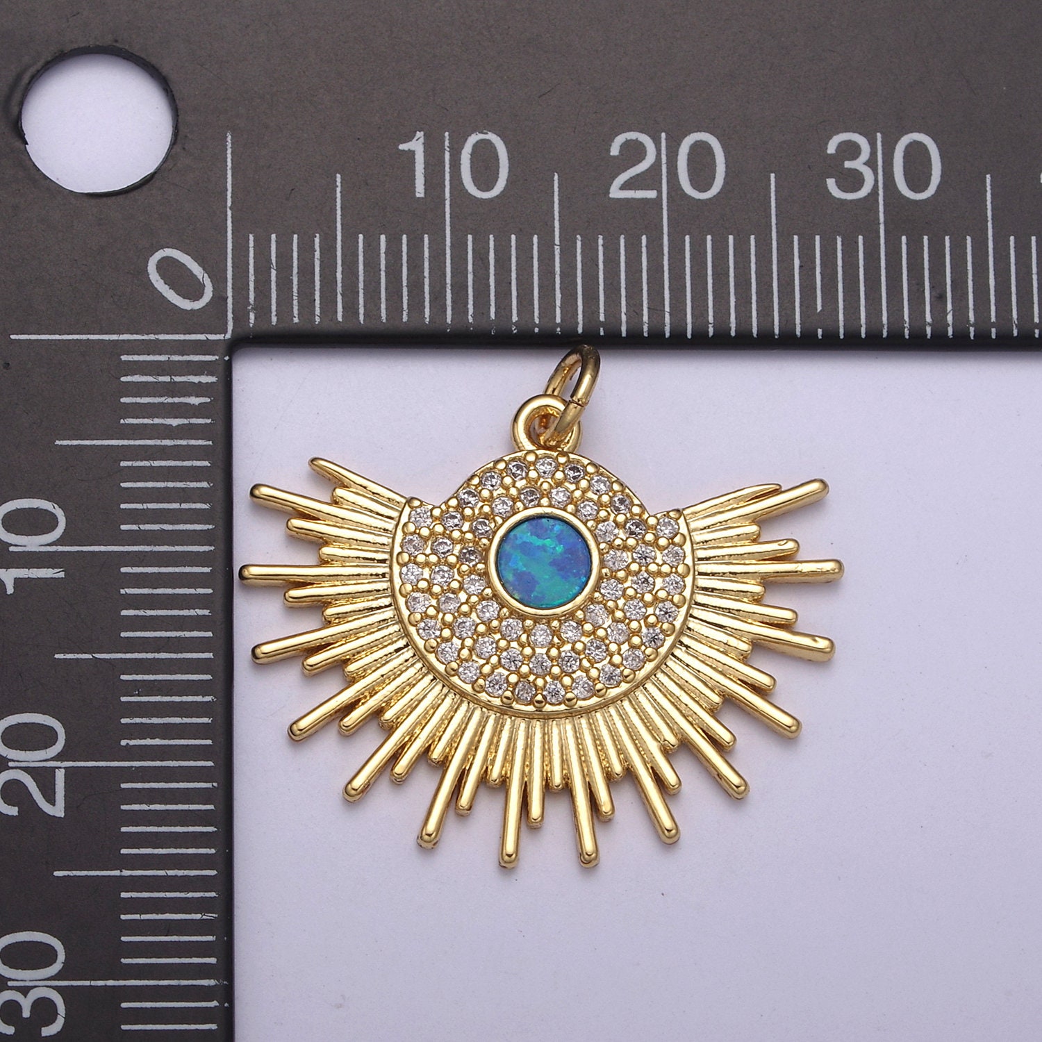 Opal Gold Sun Charm Sunbeam Charm Sunshine Sunburst Sun - Etsy