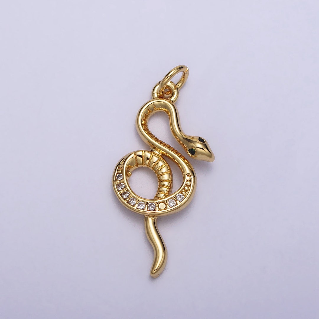 1pc Gold Snake Charm, Gold Snake Pendant Charm, Charm for Serpent Snake ...