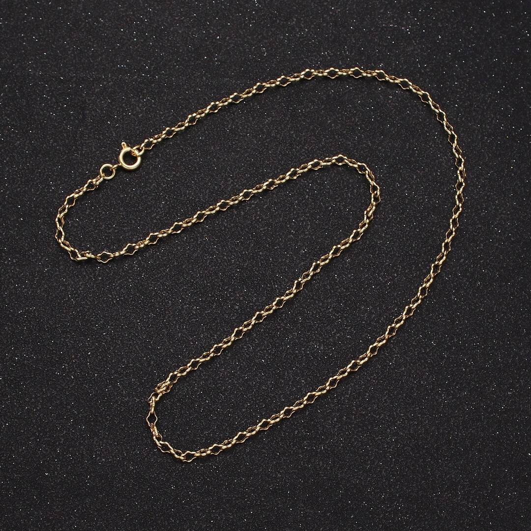 14K Gold Filled 3mm Unique Quatrefoil Cable Link Necklace 17 Inch ...