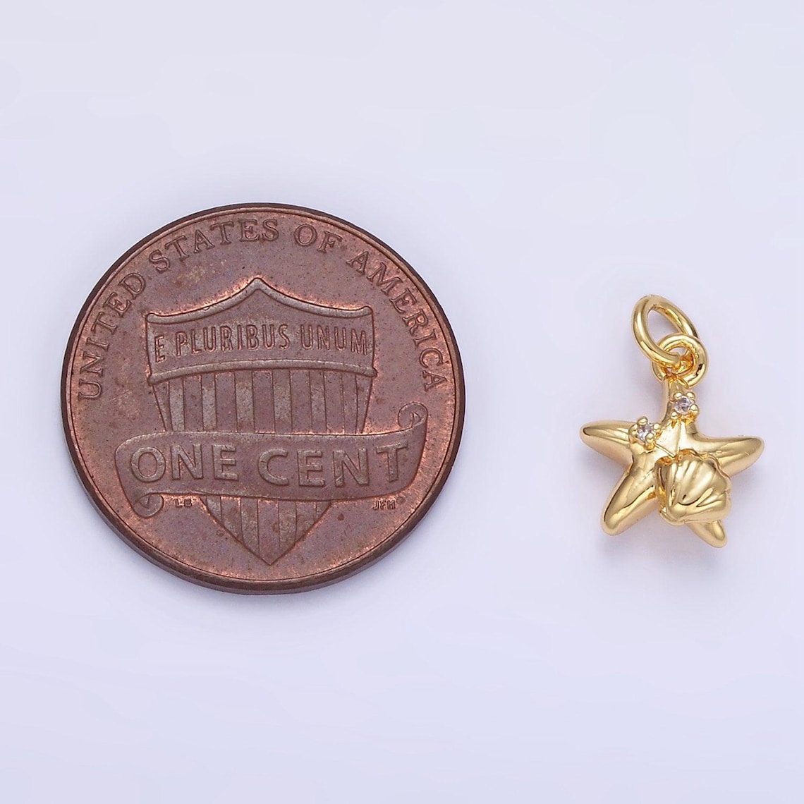 24k Gold Filled Cz Starfish Clam Shell Puffed Mini Charm | Ag842 - Etsy