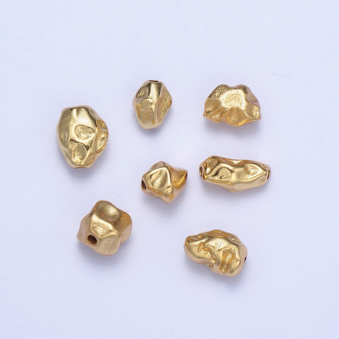 Tiny Gold Abstract Geometric Dented Stones Bead Spacer Gold - Etsy