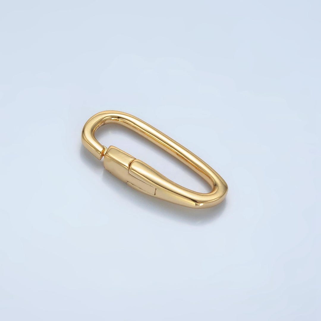Dainty Gold Stainless Steel Push Gate Ring in Oval Clasp for Charm ...