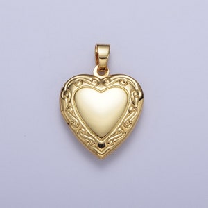 Gold Decorative Heart Locket Pendant, 24K Gold Plated Love Heart ...