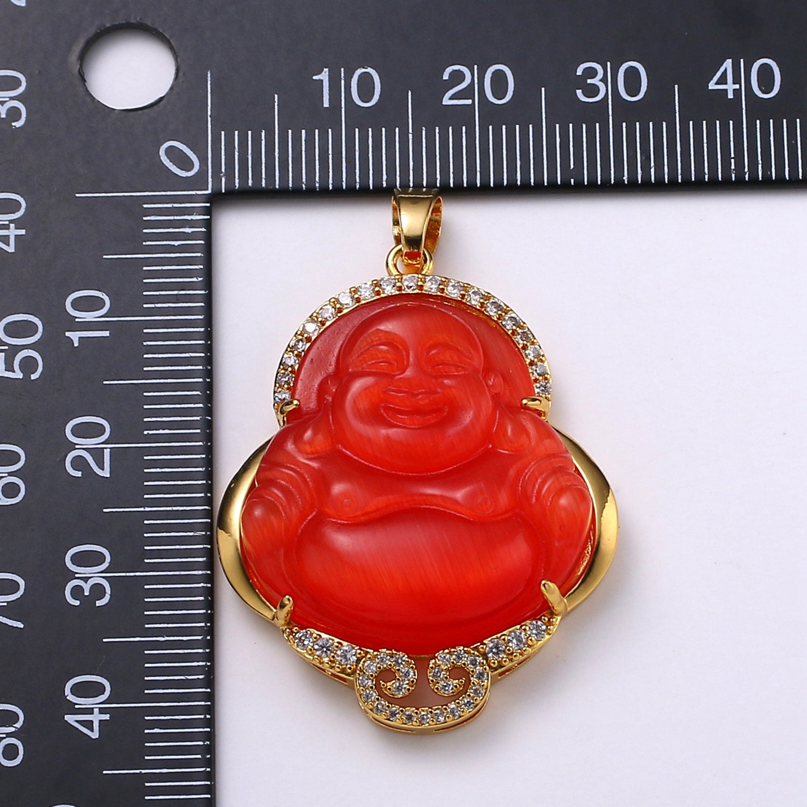 14k Gold Filled Buddha Pendant for Necklace Laughing Buddha Charm Green ...