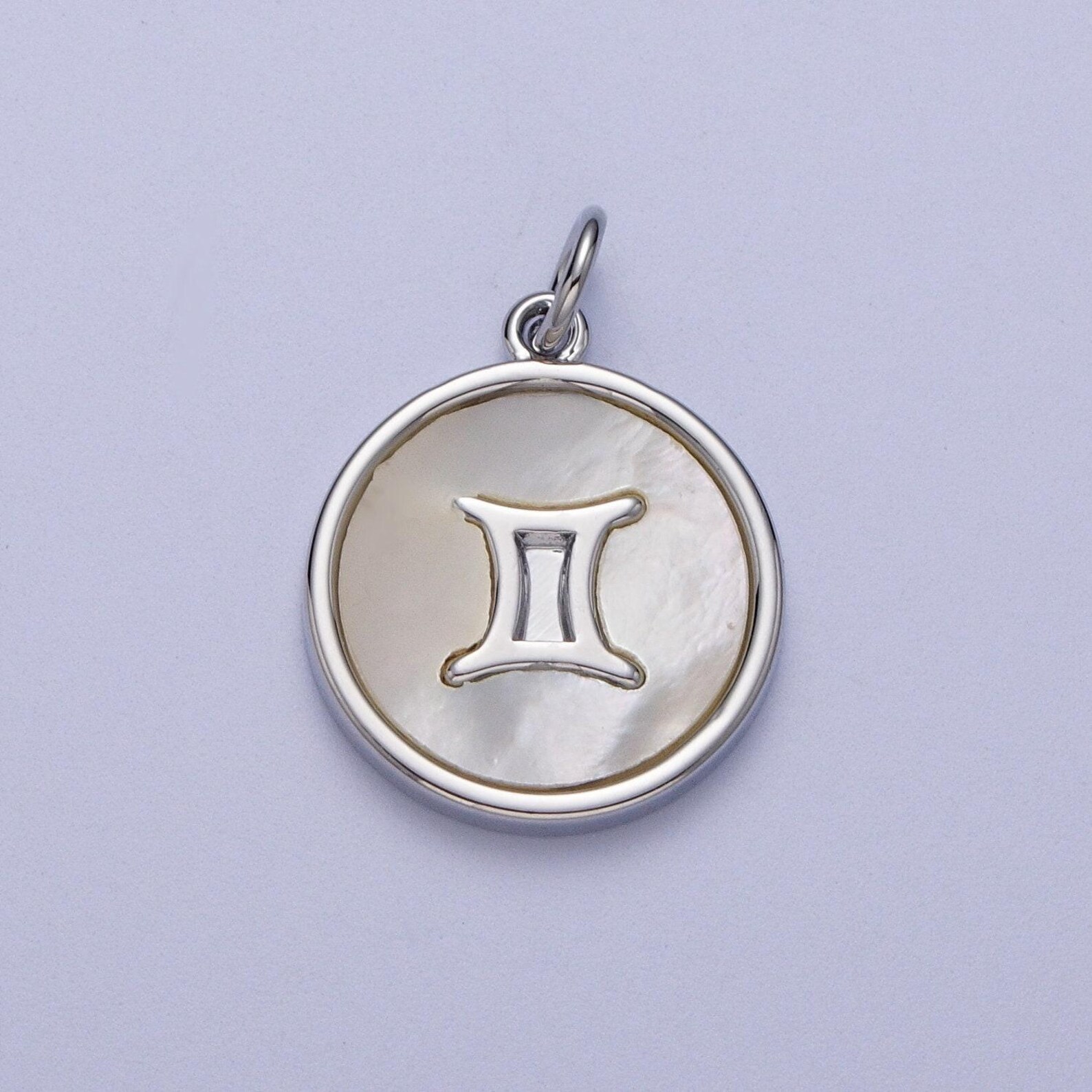 Shell Pearl Silver Zodiac Signs Medallion Pendant White Gold Fill ...