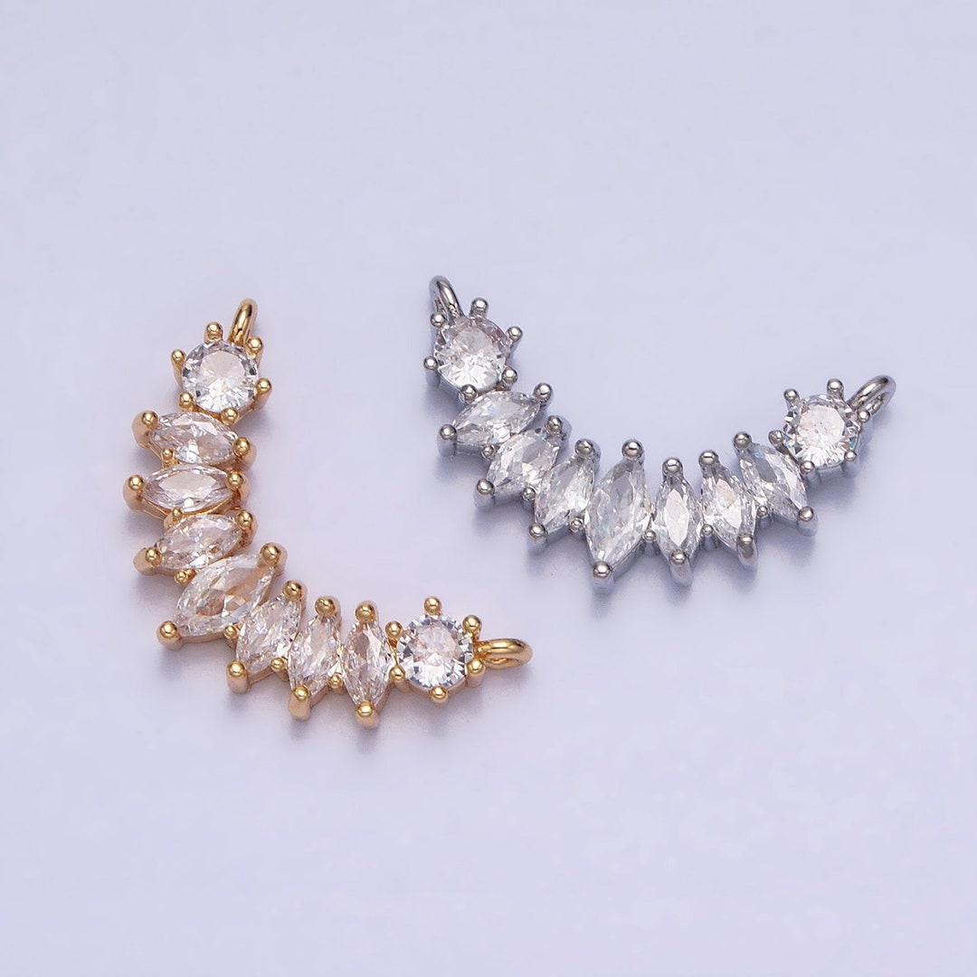 Dainty Collar Gold, Silver Clear CZ Marquise Cubic Zirconia Curved ...