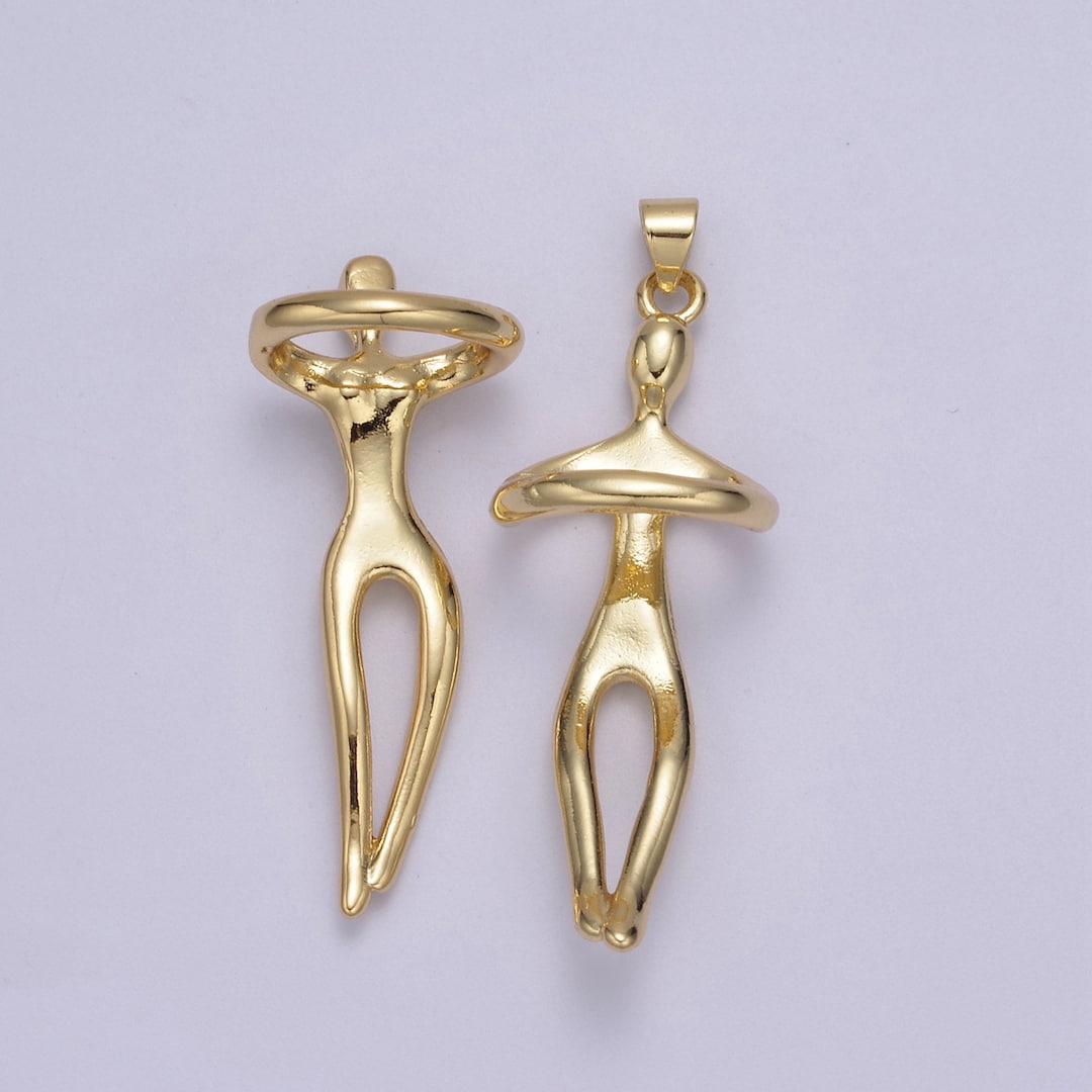 24K Gold Hugging Couple Pendant Charm Soulmate Necklace Pendant for ...