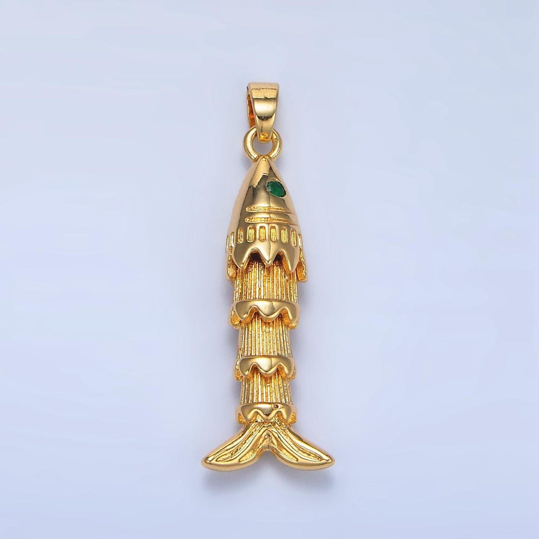 3d Movable Fish 24k Gold Filled Pendant Articulated Sardine Fish Charm ...