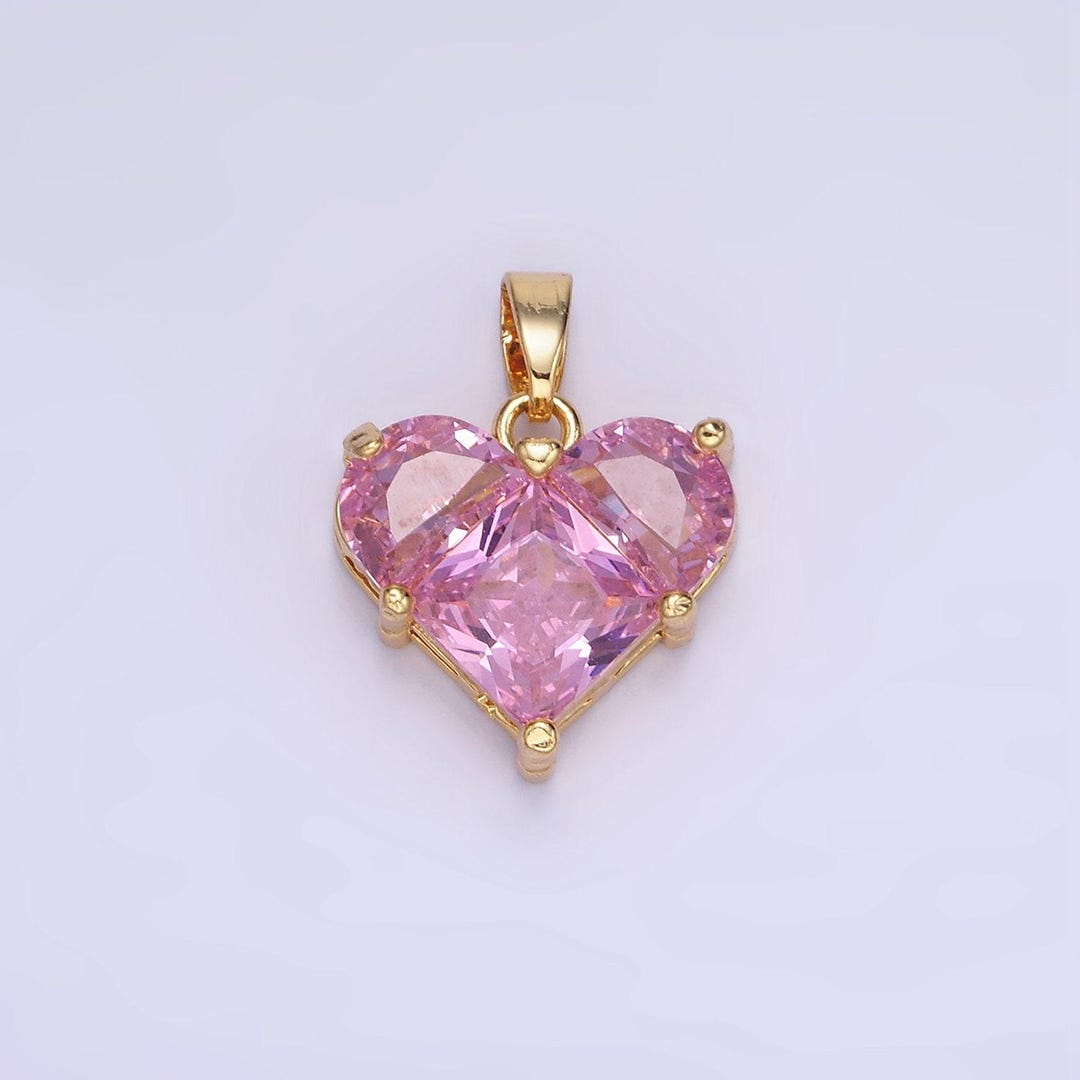Dainty Heart Charm Pink Cz Heart Pendant for Necklace Bracelet Earrings ...