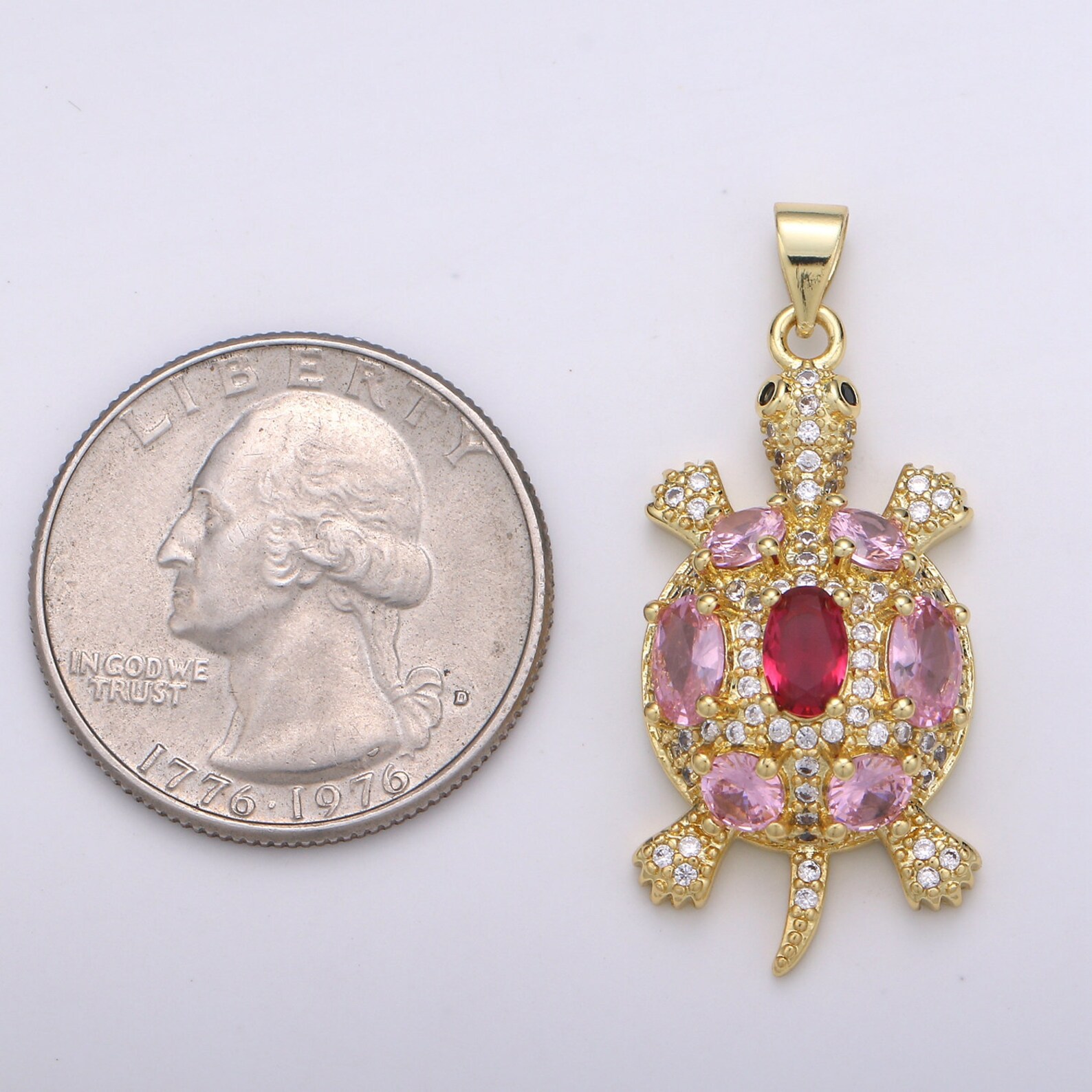 Red Tortoise Gold Micro Pave Charm Cubic Zirconia Turtle - Etsy