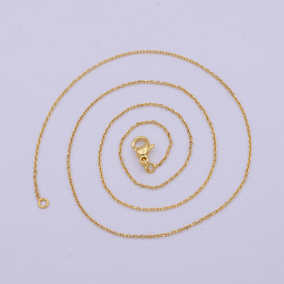 Dainty Cable Chain | 24k Gold Filled Cable Woman Necklace 17.5 Inch Wa ...