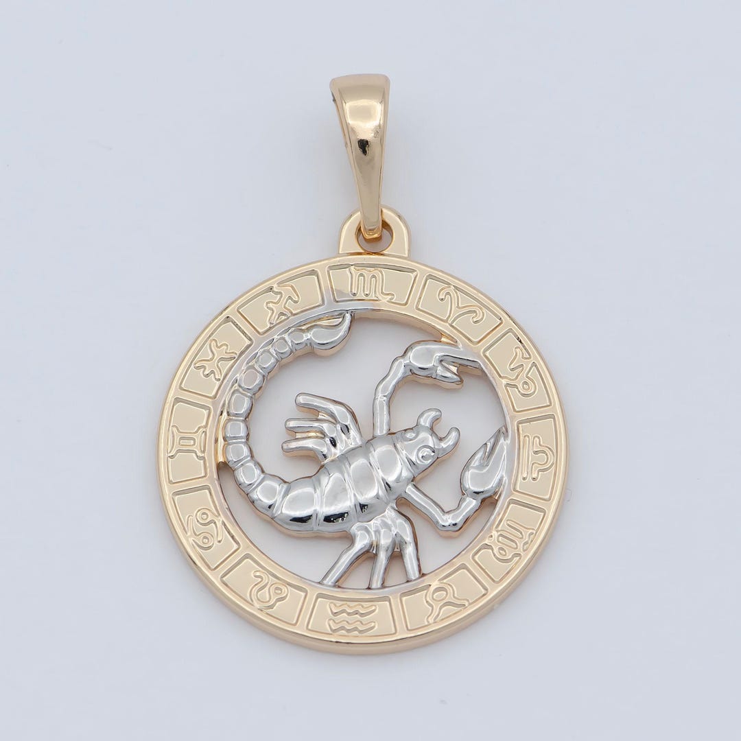 Scorpion Charm 2tone Color 18k Gold Filled Pendant Zodiac Medallion ...