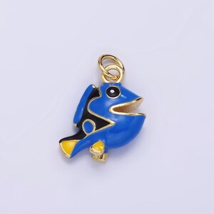 Mini Blue Fish Charm Small Blue Tang Fish Pendants Enamel Animal Pet ...
