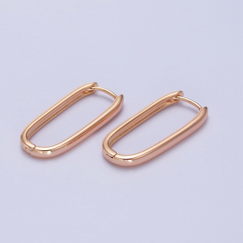 Dainty Gold Filled Oblong Rectangle Hoop Earring Gold U Shape - Etsy