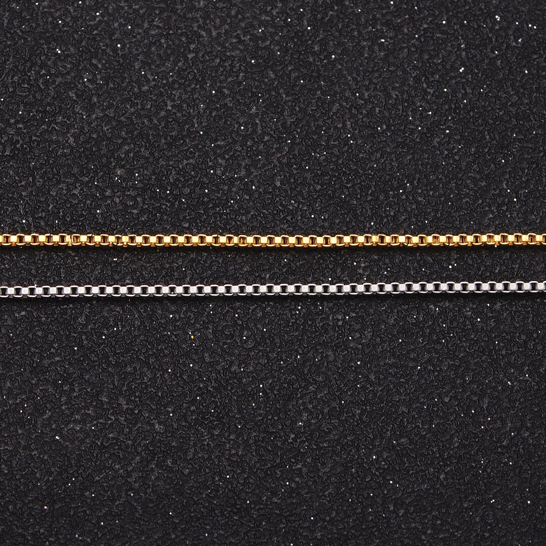 17.7 Necklace Stainless Steel Square Box Chain Necklace Dainty Box ...
