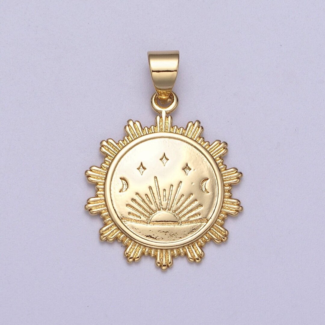 Sunrise Pendant 24k Gold Filled Lead Nickel Free, Unique Sun Pendant ...